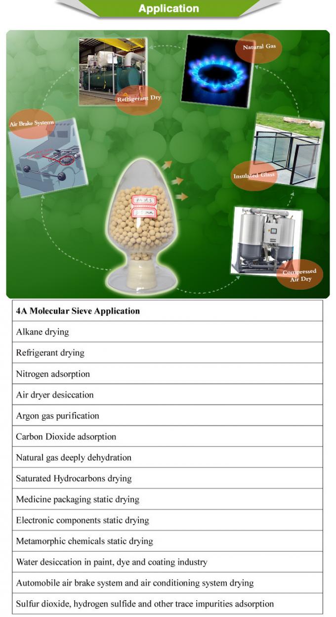 Drying Methanol Molecular Sieve 4A For Natural Gas Dehydration